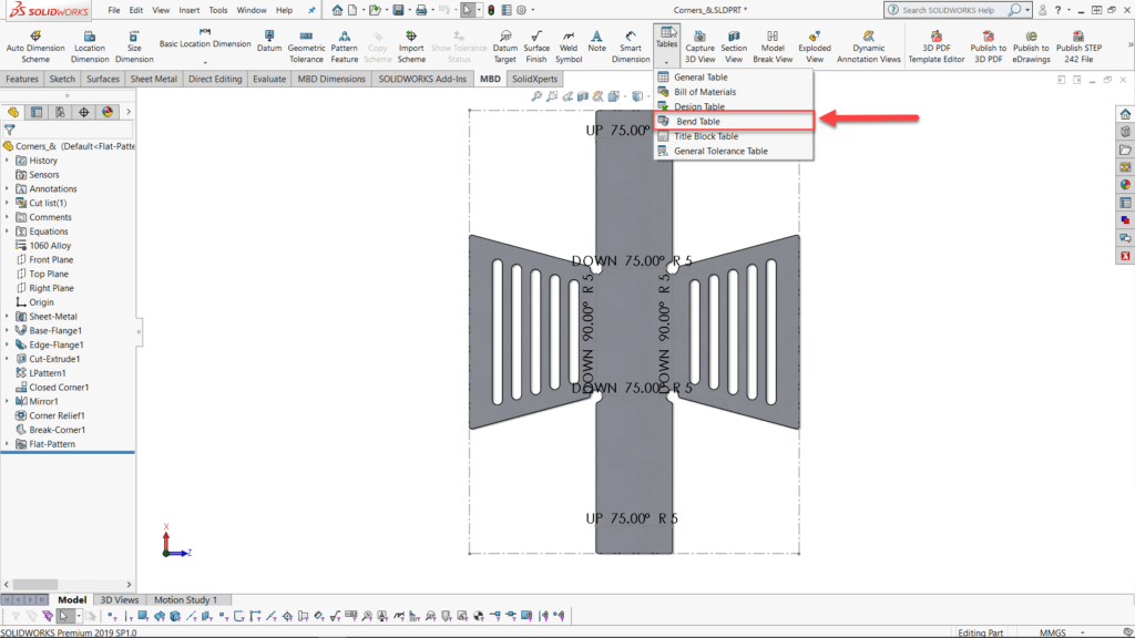 How To Insert Sheet Metal Bend Notes Within SOLIDWORKS MBD